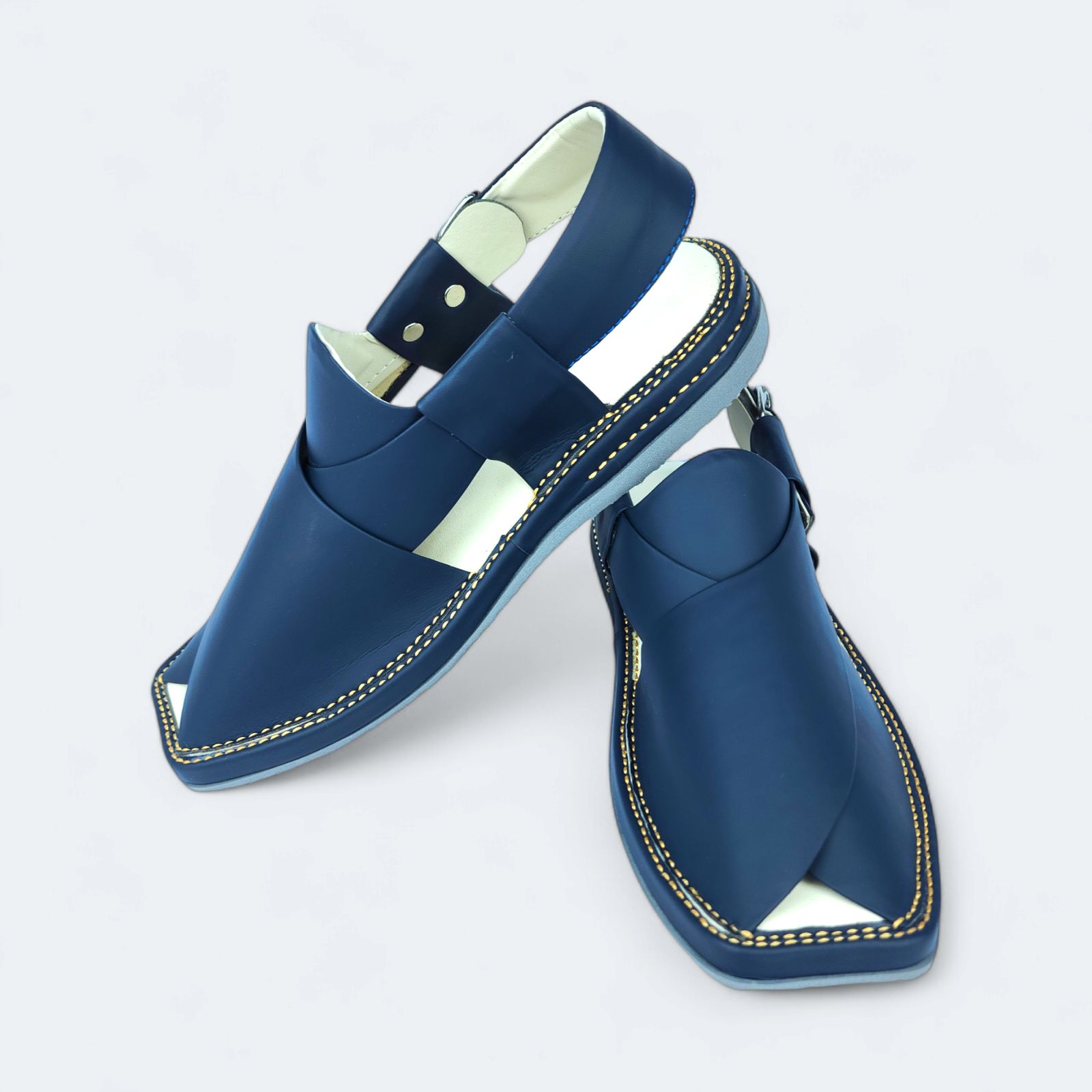Modern Kaptan Lightweight Medicated Chappal Genuine Dark Blue – Fayzaar